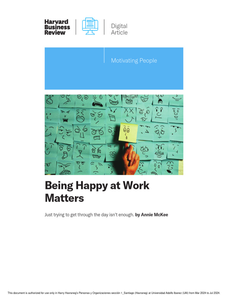 Happy at Work Matters | PDF | Emotions | Psychology