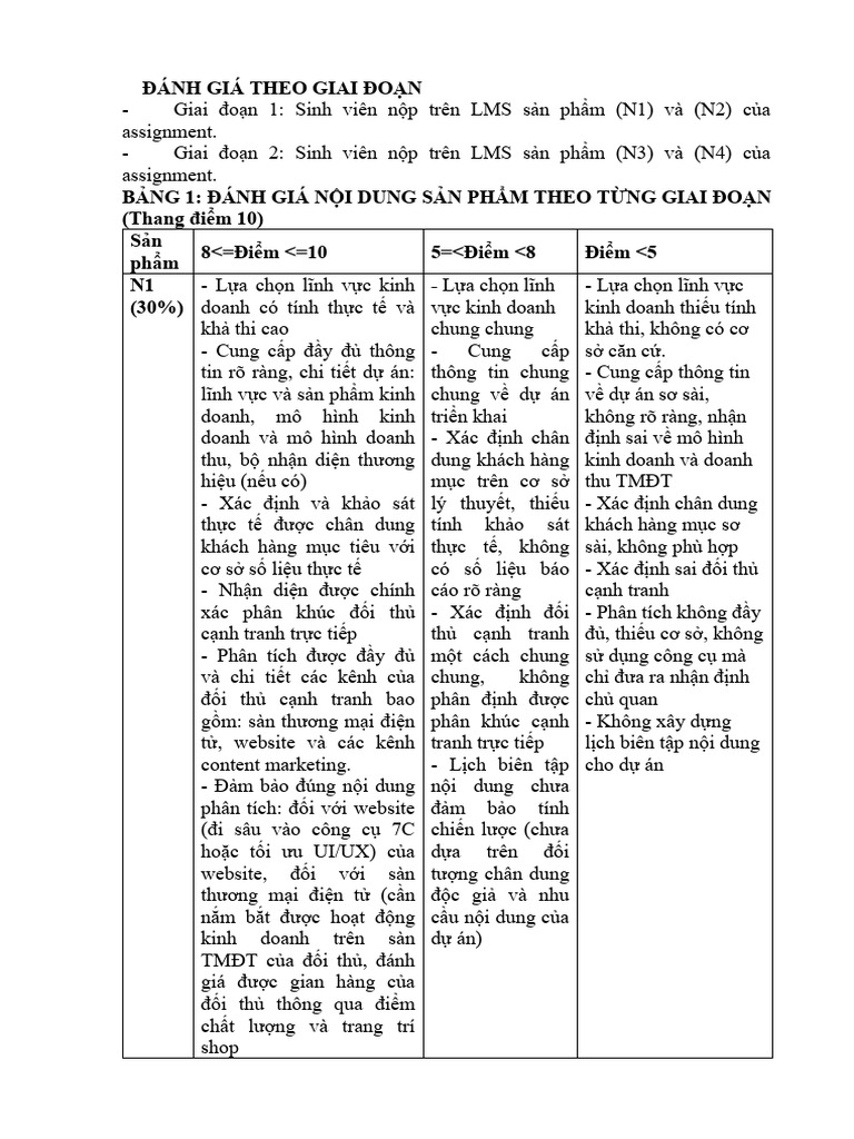 tiêu chí chấm ASM | PDF