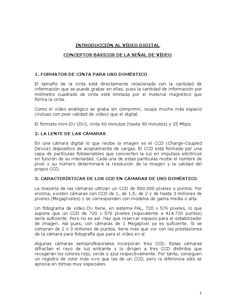 Introduccion Video | PDF | Dispositivo de carga acoplada | Vídeo