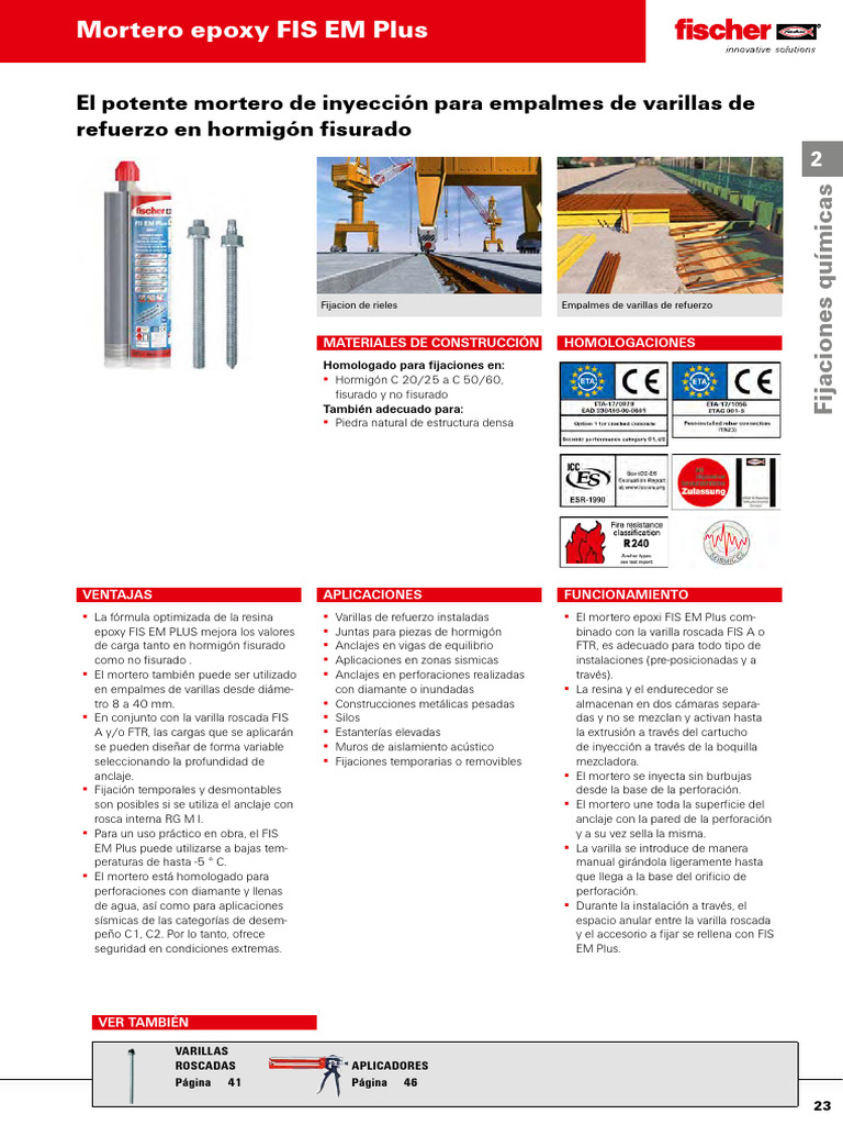 Características FIS EM Plus | PDF | Hormigón | Epoxy