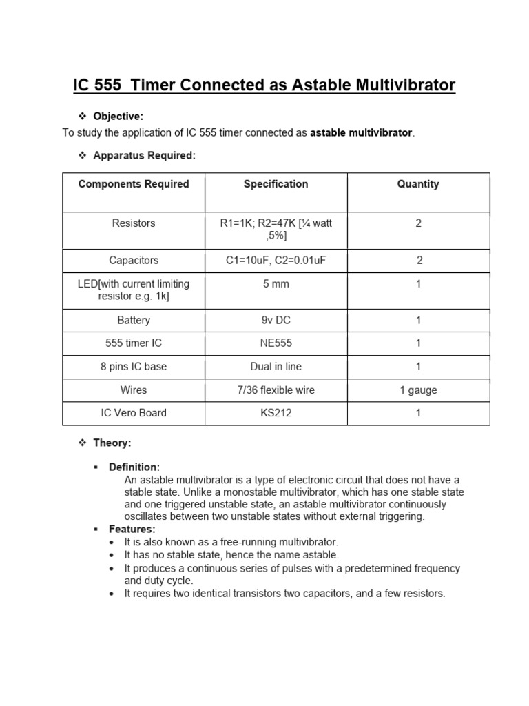 Astable Multivibrator by Subhankar Ver5.0 | PDF | Electric Power | Computer Engineering