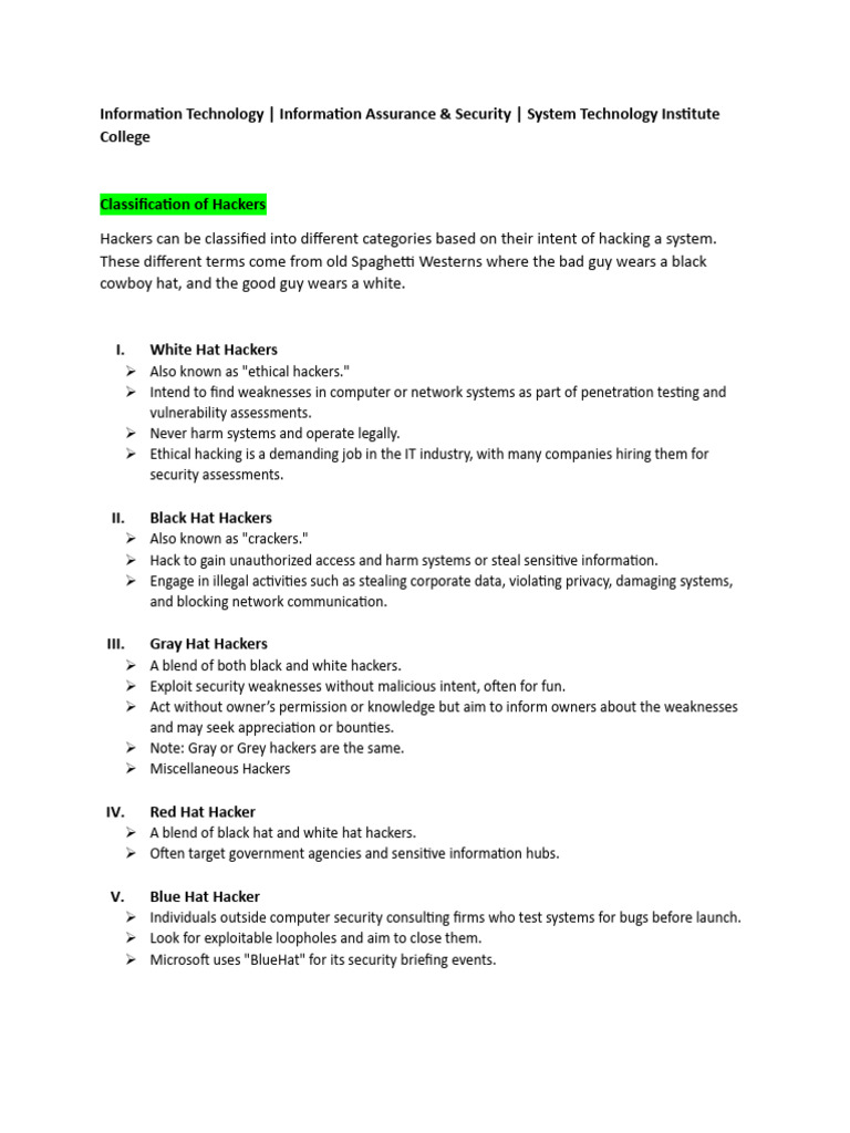 Hacker Classification Overview | PDF | Security Hacker | Malware