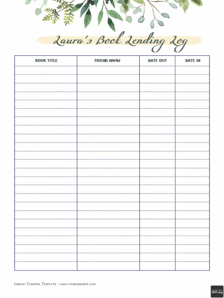 Book Lending Log | PDF