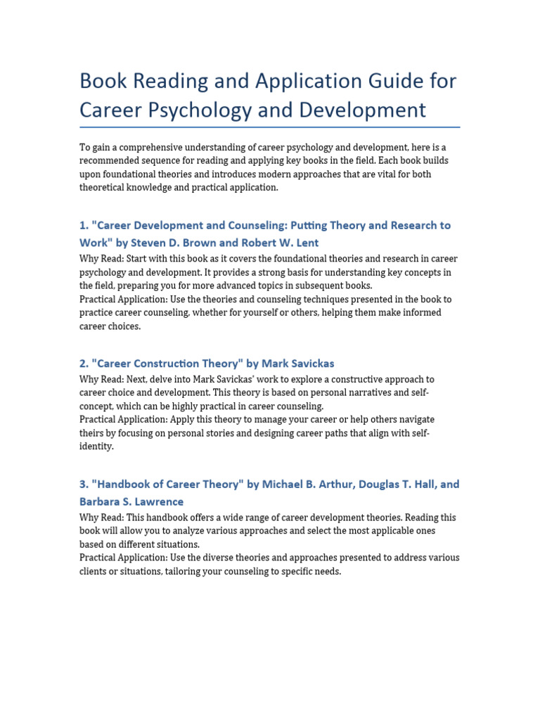 Career Psychology Book Guide | PDF | Psychology | Holism