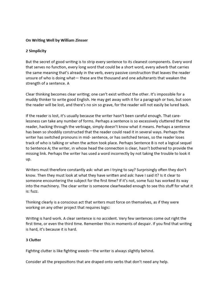 04 On Writing Well Extracted Notes | PDF | Verb | Adverb