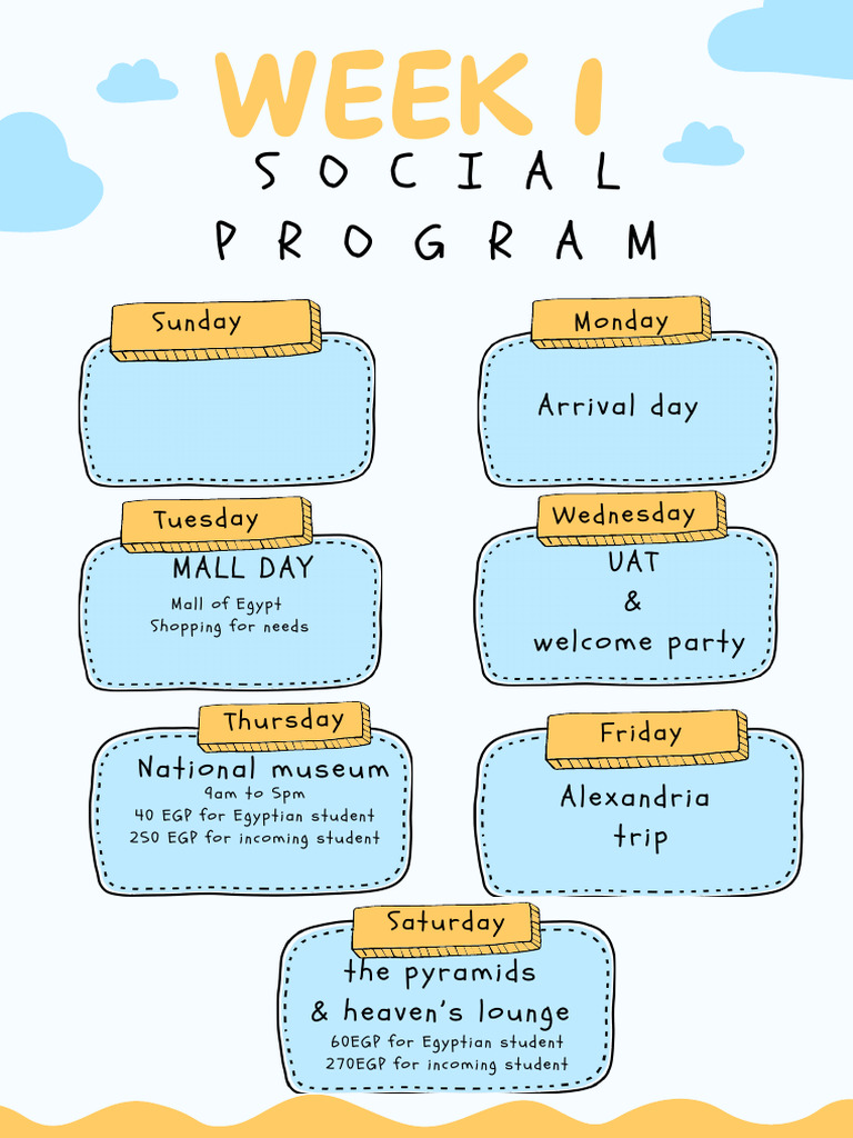 Blue Yellow Modern Weekly Schedule Planner | PDF | Egypt | Cairo