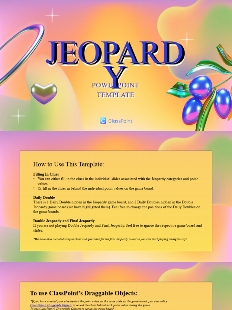 Jeopardy Game Template by ClassPoint 2 | PDF | Microsoft Power Point Jeopardy Game Template by ClassPoint 2 | PDF | Microsoft Power Point