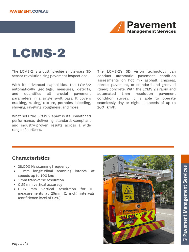 LCMS-2+Brochure Analisis de Fisuras en Pavimentos de MAC | PDF | Road Surface