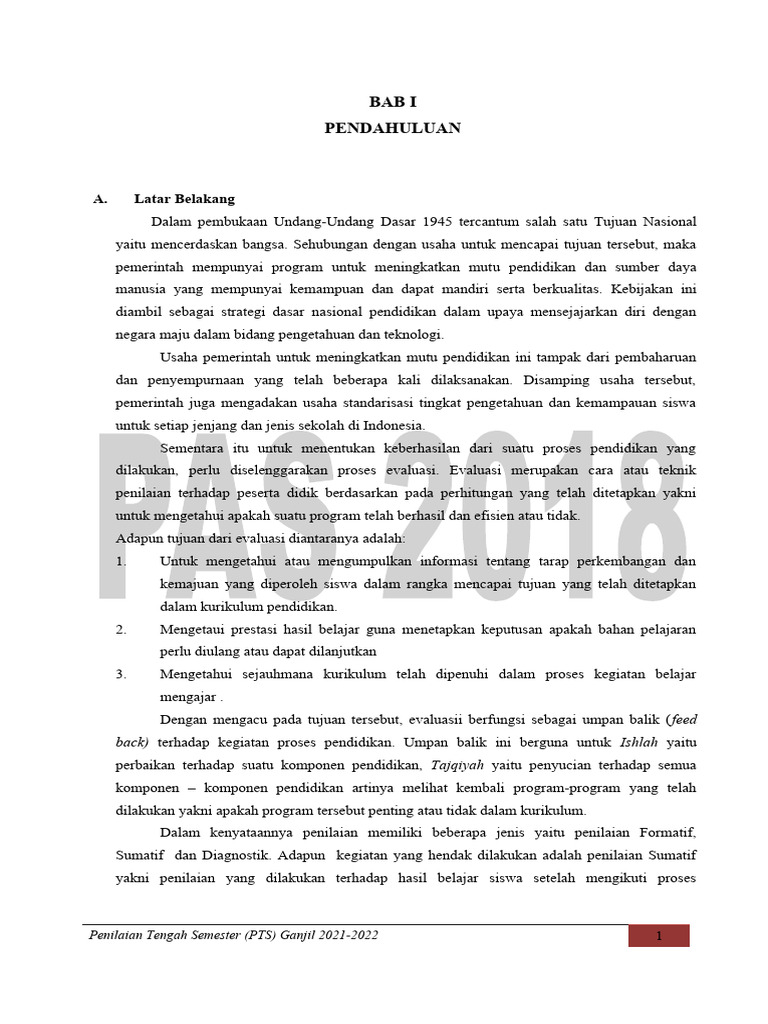 Program Kerja PTS Ganjil 2021 2022 | PDF