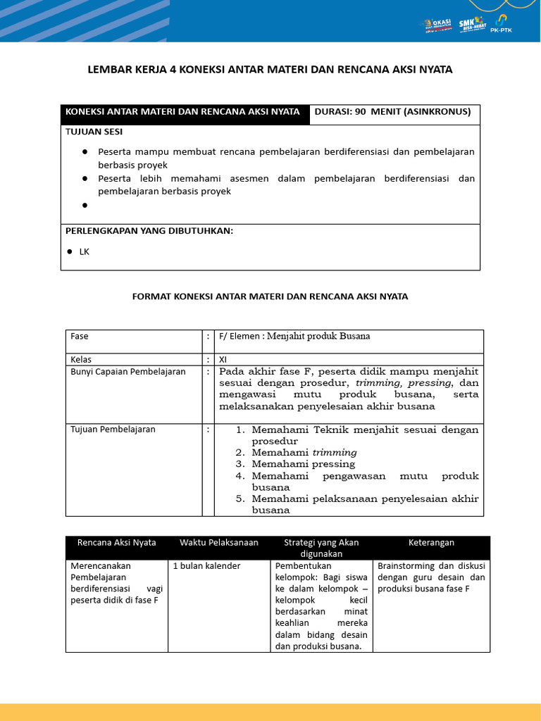 LK 4 Koneksi Antar Materi Dan Rencana Aksi Nyata Rev 04062024 | PDF