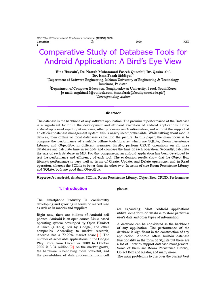 Comparative Studyof Database Toolsfor Android Applicationcamerareadyfinal | PDF | Databases | No Sql