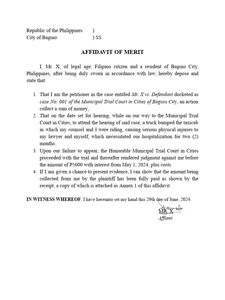 Affidavit of Merit | PDF | Affidavit | Justice