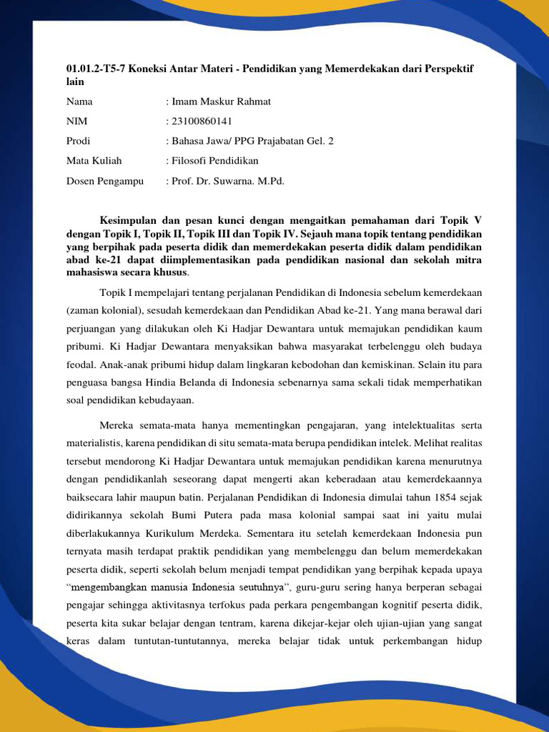 T5-7 Koneksi Antar Materi - Imam Maskur Rahmat | PDF