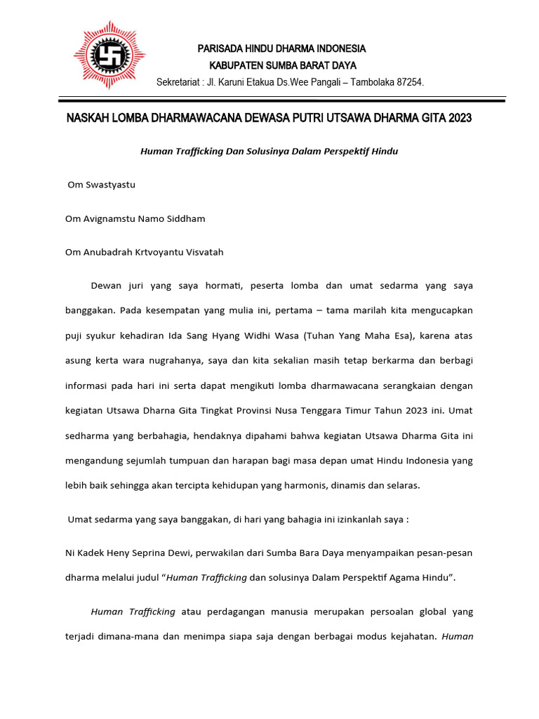 Naskah Udg Dharmawacana - 2023 - SBD | PDF | Ilmu Sosial