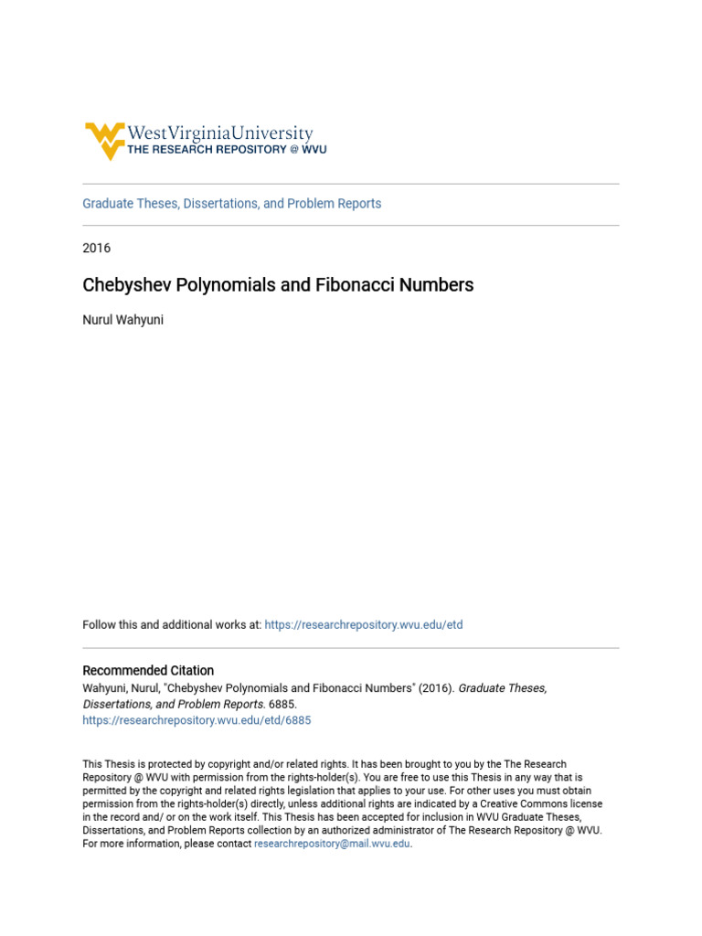 Chebyshev Polynomials and Fibonacci Numbers | PDF | Eigenvalues And ... Chebyshev Polynomials and Fibonacci Numbers | PDF | Eigenvalues And ...
