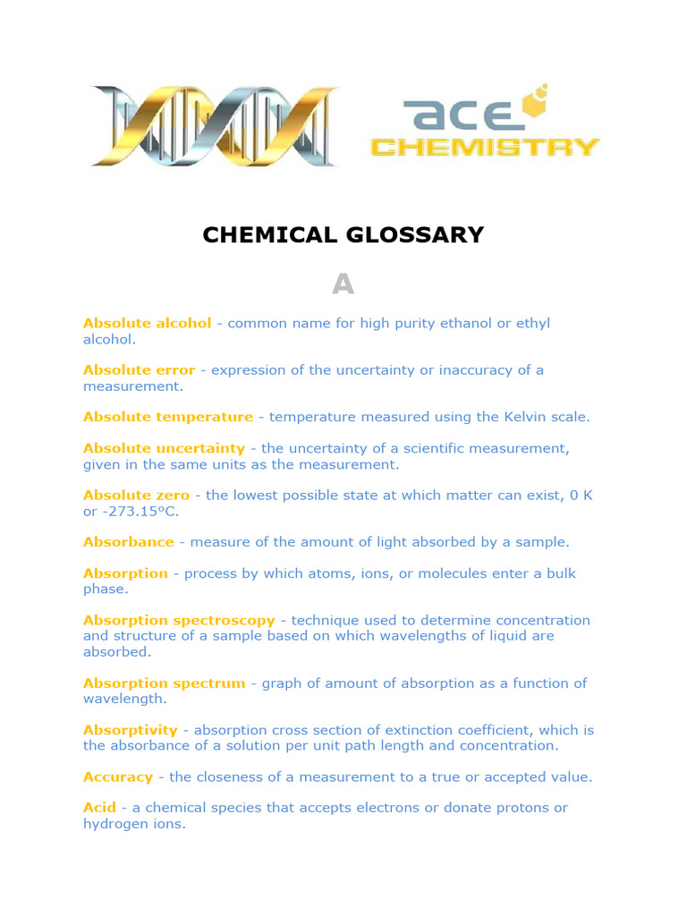3 Chemistry Glossary | PDF | Chemistry | Chemical Reactions
