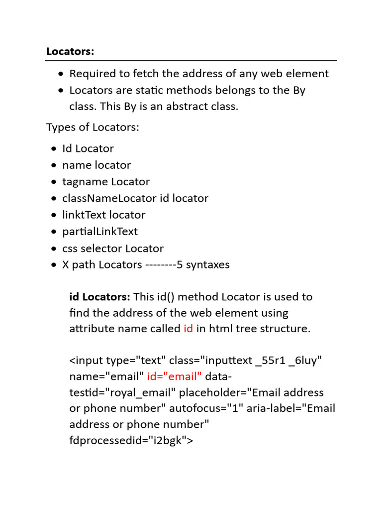 Locators | PDF | X Path | World Wide Web Locators | PDF | X Path | World Wide Web