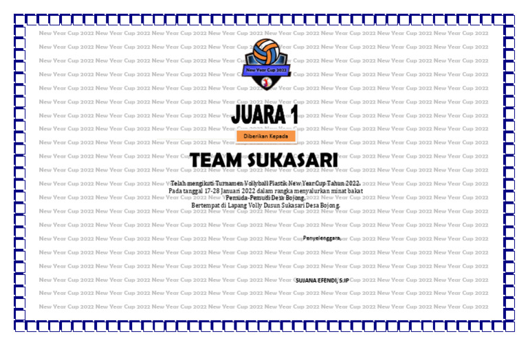 PIAGAM PENGHARGAAN VOLLEY BALL WORD | PDF