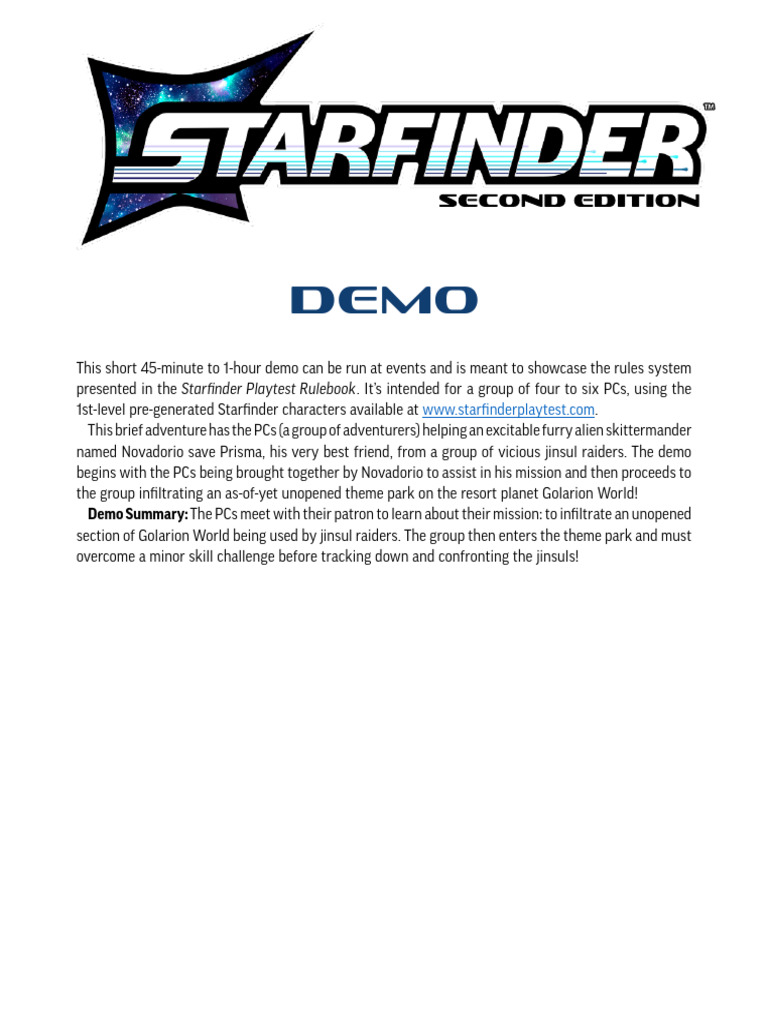 SF2E GenCon2024 Demo | PDF | Role Playing Games | Tabletop Games