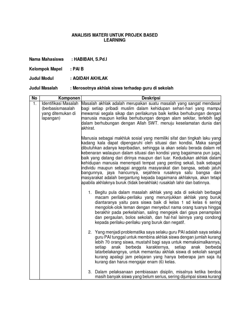 ANALISIS MATERI UNTUK PROJEK BASED LEARNING Modul 5 | PDF | Kesehatan Holistik | Sains & Matematika