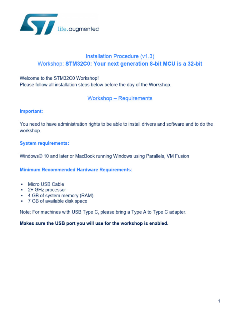 STM32C0 Workshop Installation Guide and Code To Be Added V1.3 - In-PERSON | PDF | Microsoft ...