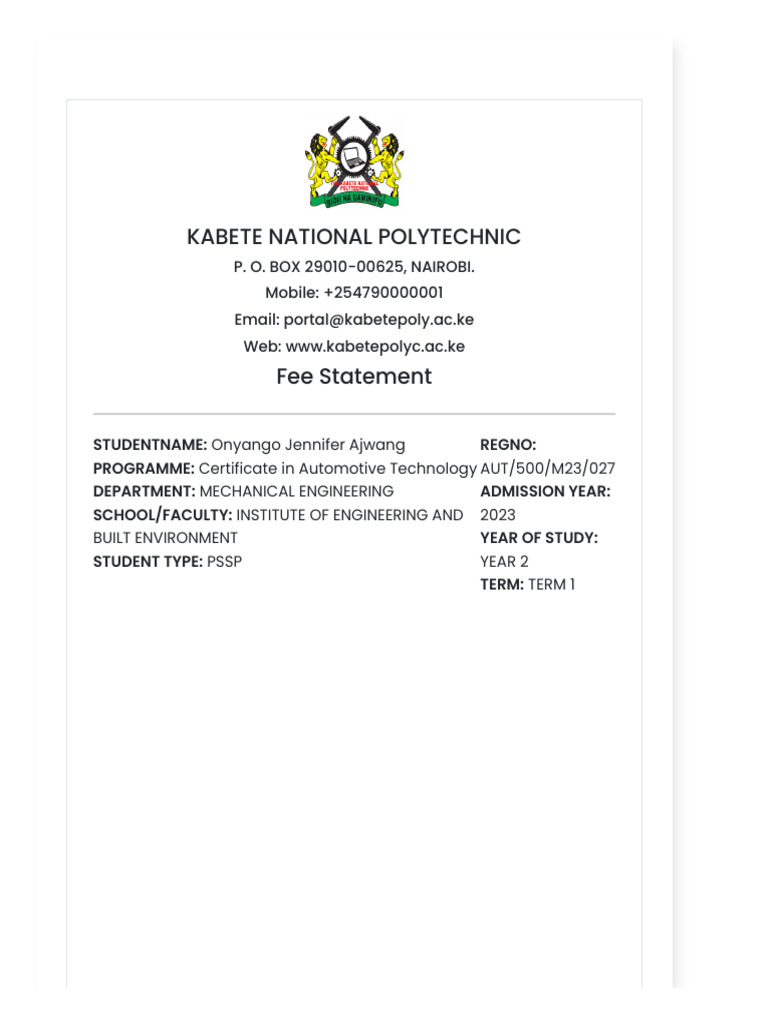Kabete National Polytechnic | PDF | Financial Services | Banking