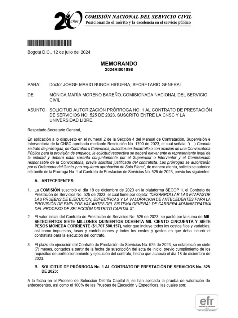 Memorando 2024ri001998 | PDF | Bogotá