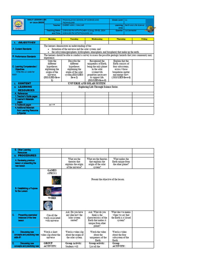 DLL in Es Week 1 Sy 2024-2025 | PDF | Concept | System