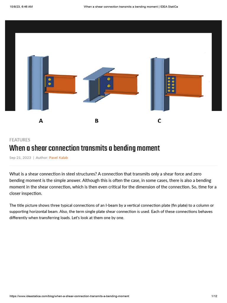When A Shear Connection Transmits A Bending Moment - IDEA StatiCa | PDF ...