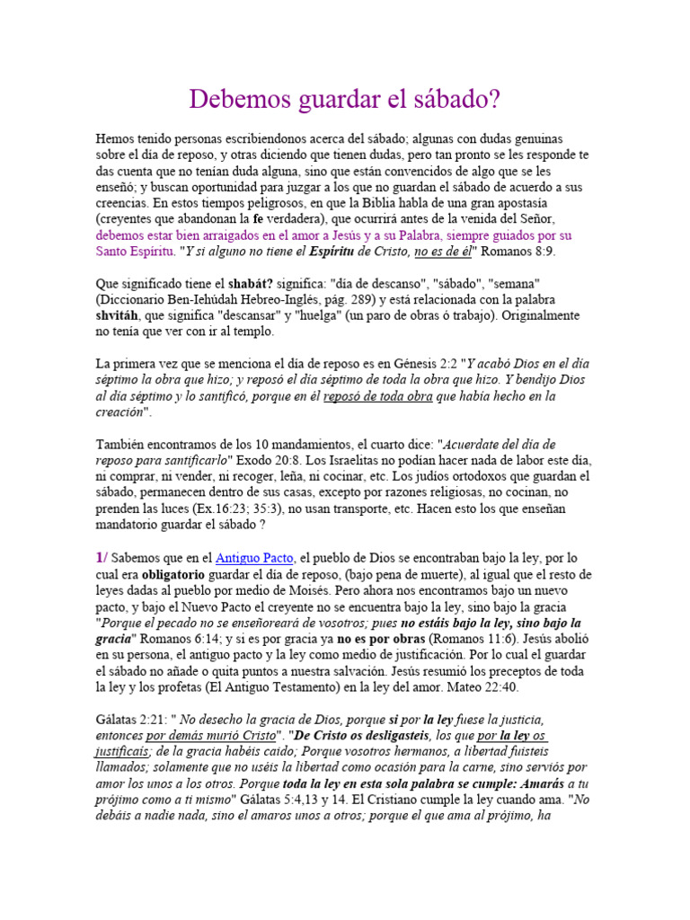 Es Necesario Guardar El Sábado Pdf Sacerdote Shabat