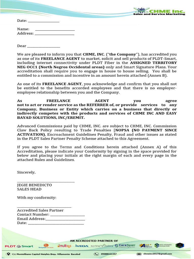 HD Freeelance Agents Contract - Van | PDF | Employment | Business