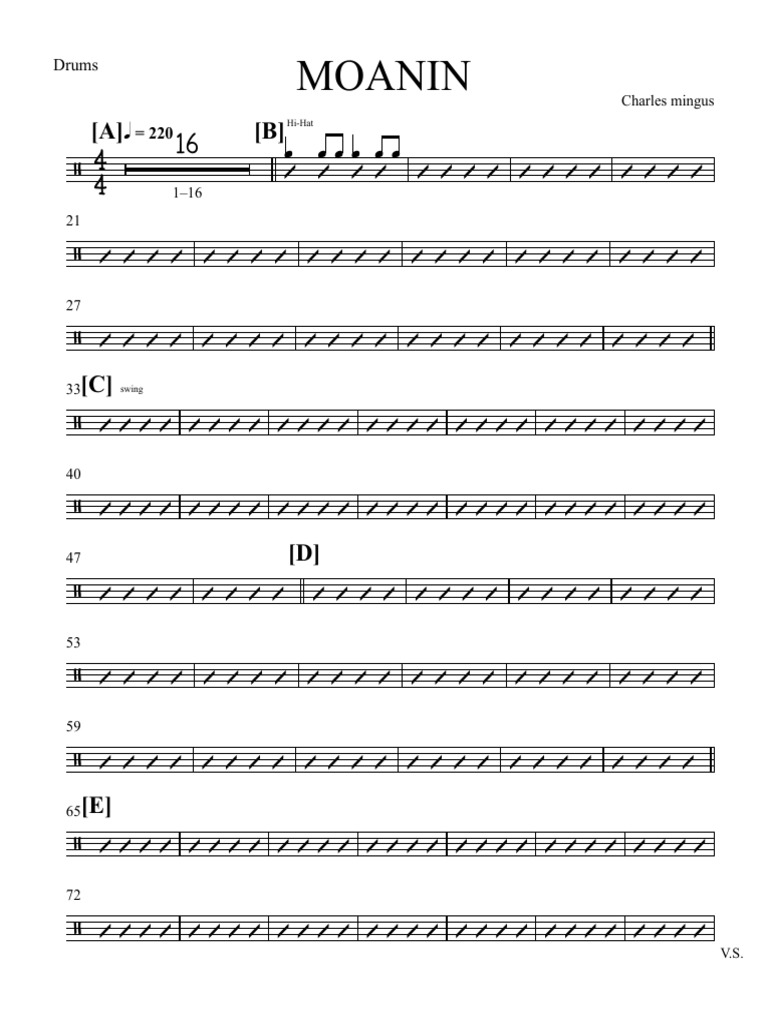 Moanin Final Big Band - Drums | PDF