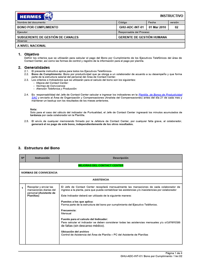 Bono de Productividad | PDF