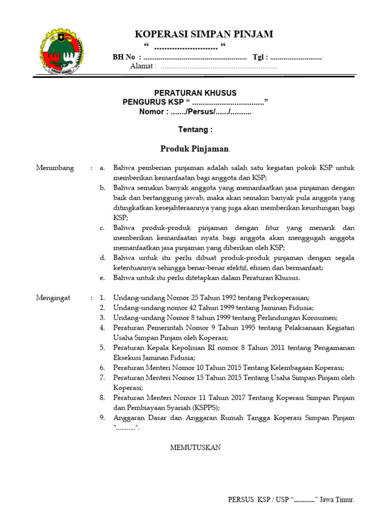 Persus, SOP Produk Pinjaman | PDF