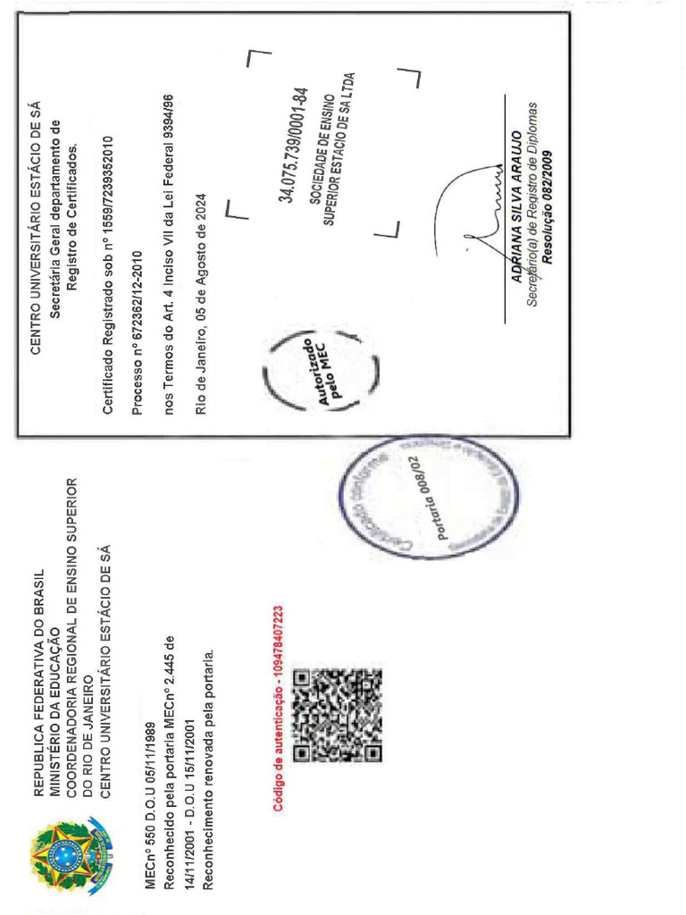 Certificado Estacio Verso | PDF