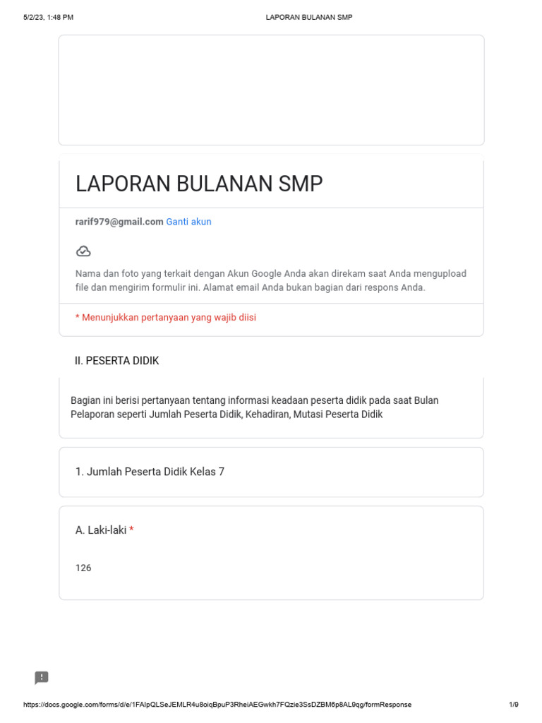 Laporan Bulanan SMP Hal 2 | PDF