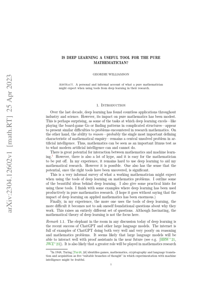 Deep Learning and Pure Mathematics | PDF | Artificial Neural Network | Matrix (Mathematics)