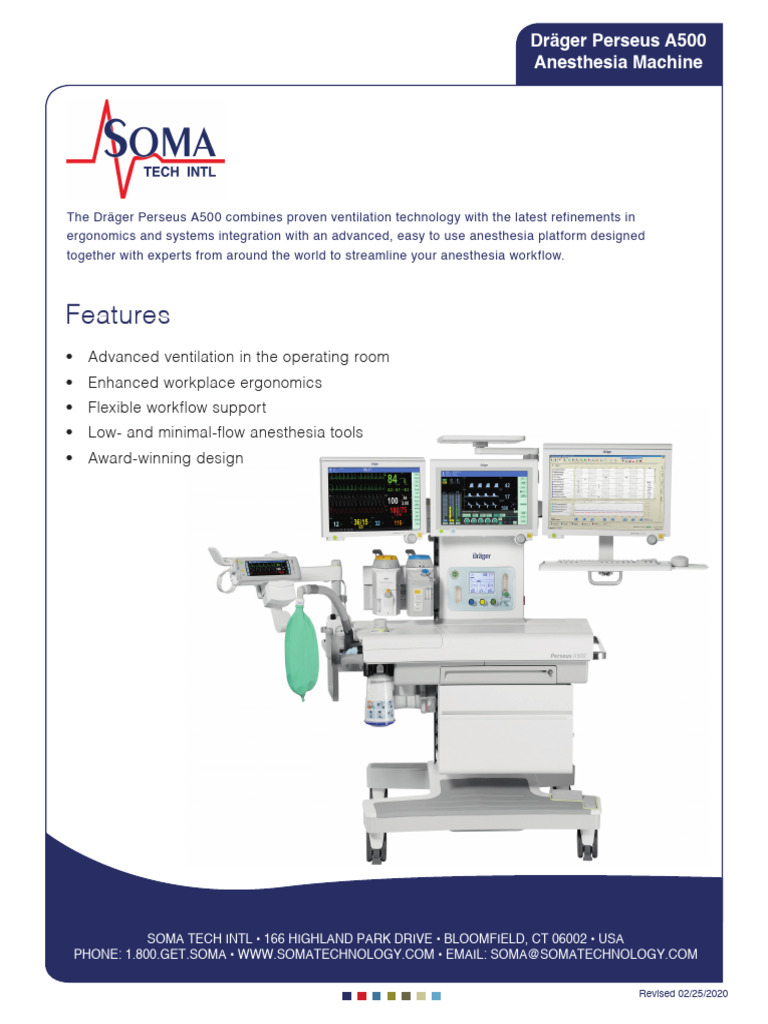 Drager Perseus A500 Anesthesia Machine | PDF | Respiration | Pulmonology