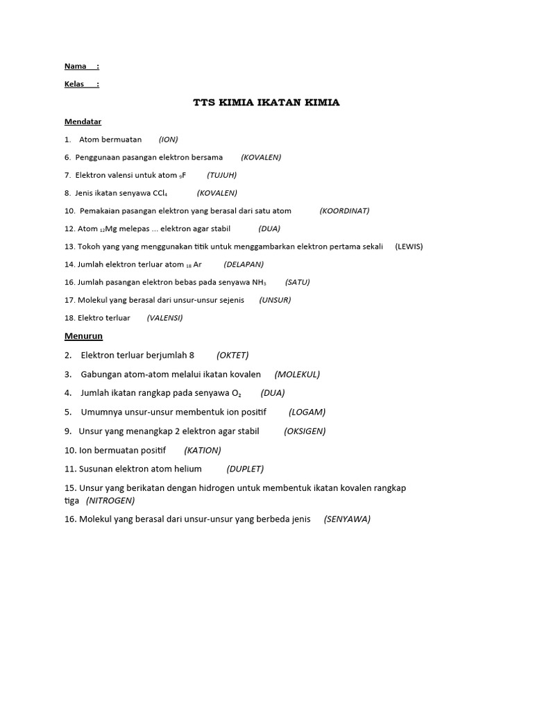 TTS Kimia Ikatan Kimia | PDF