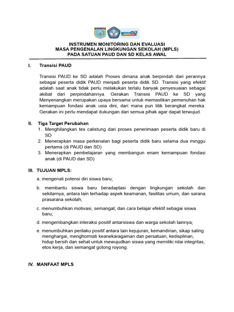Instrumen Monev MPLS Bunda PAUD | PDF