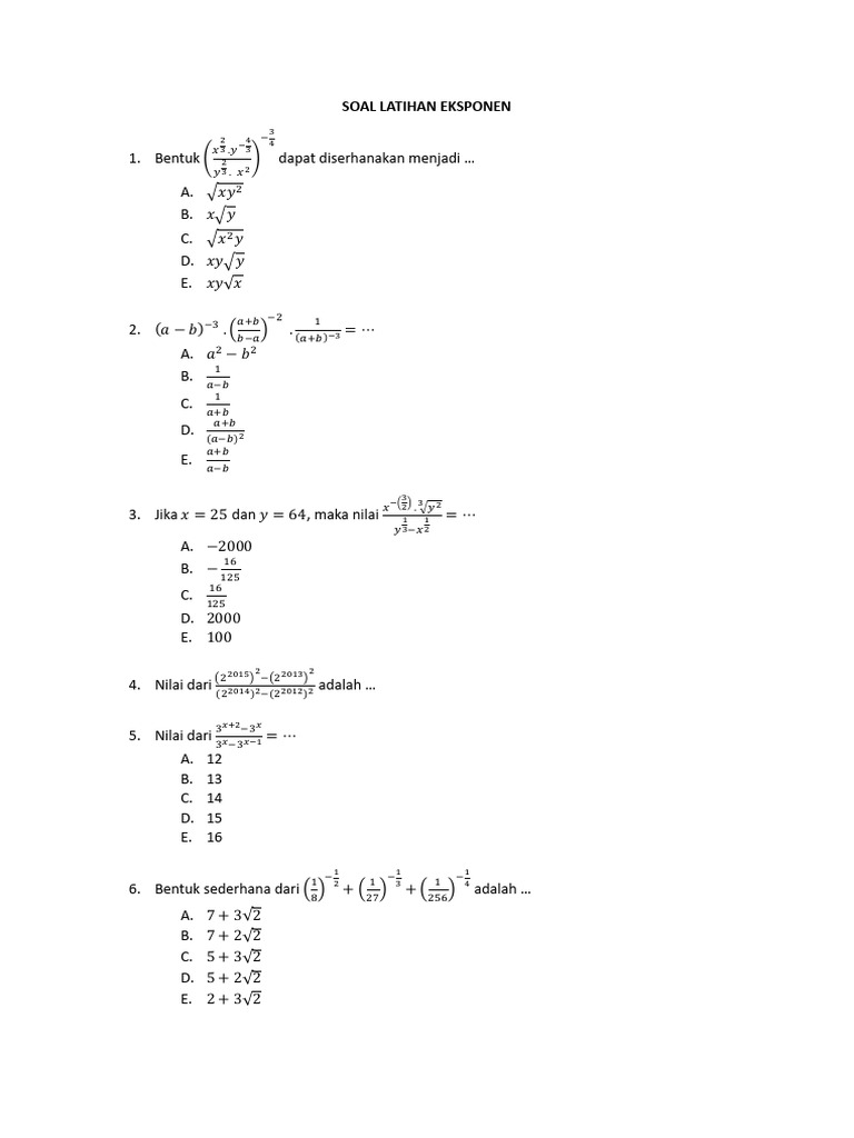 Soal Latihan Eksponen Pdf