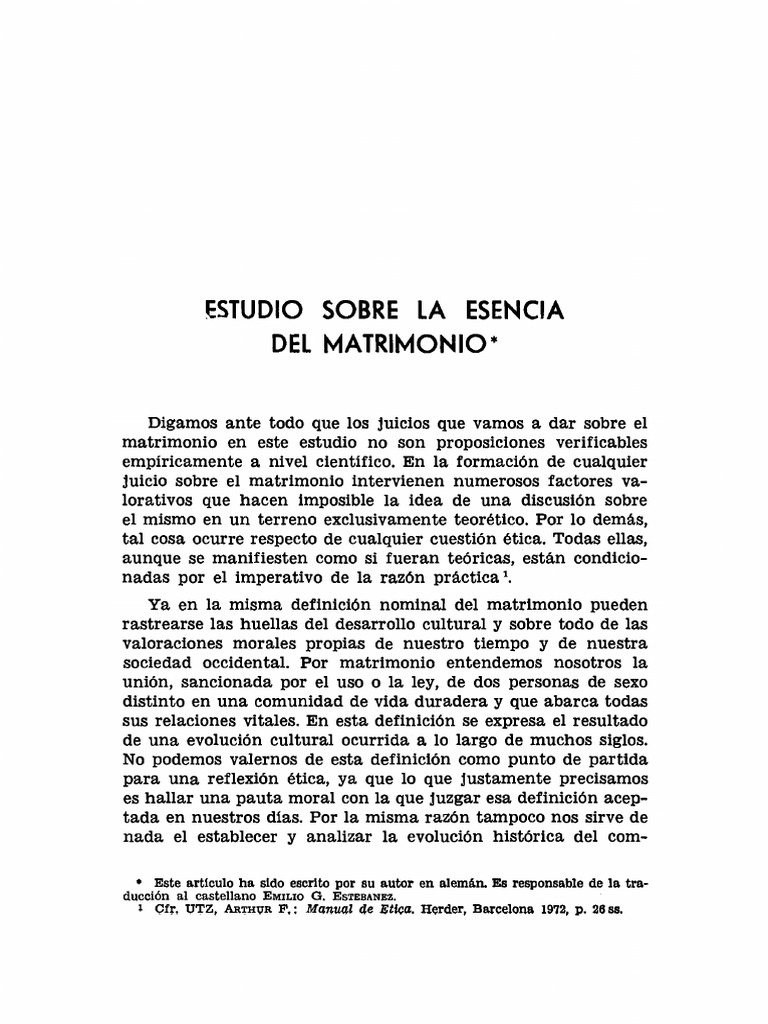 Estudio Sobre La Esencia Del Matrimonio: Manual de Etica | PDF | Esencia | Metafísica