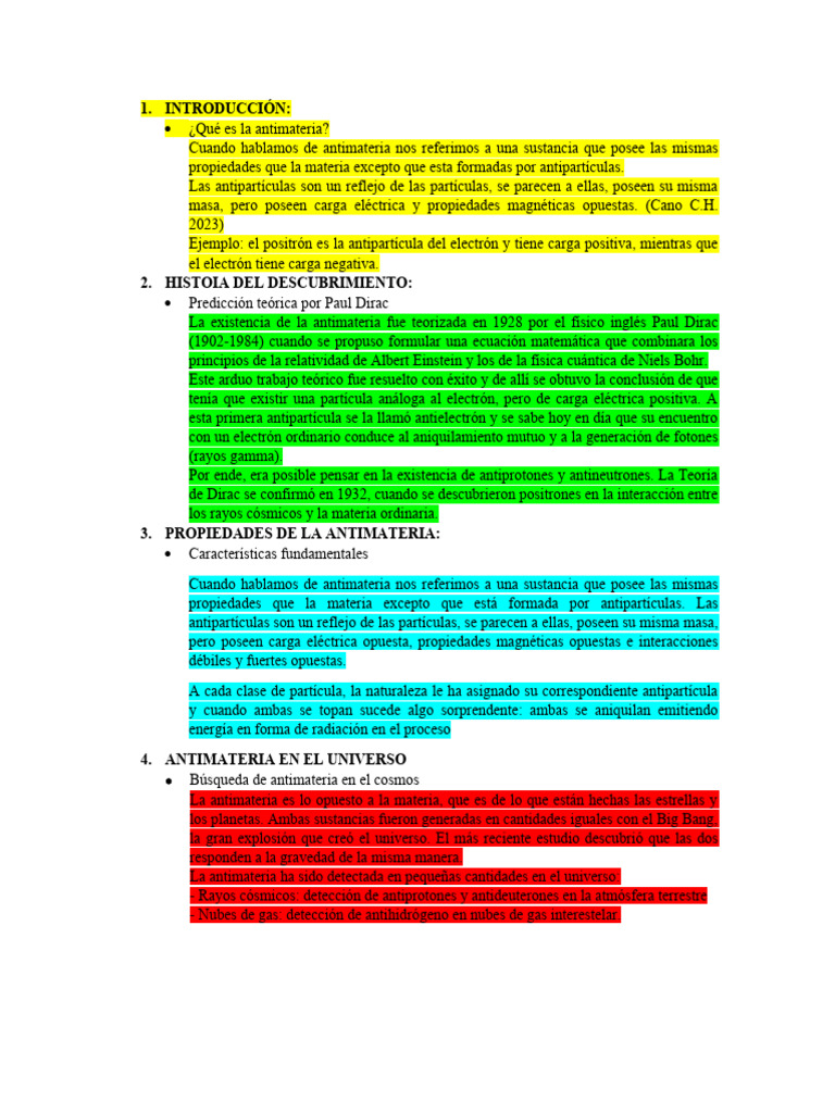 Antimateria: Descubrimiento y Aplicaciones | PDF | Importar | Electrón