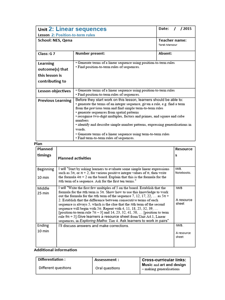 2: Linear Sequences | PDF | Sequence | Cognition