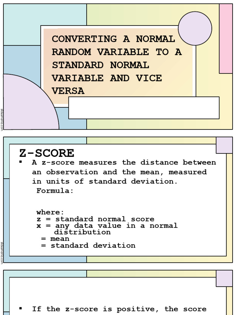 P3 - Converting A Normal Random Variable To A Standard Normal Variable and Vice Versa | PDF ...