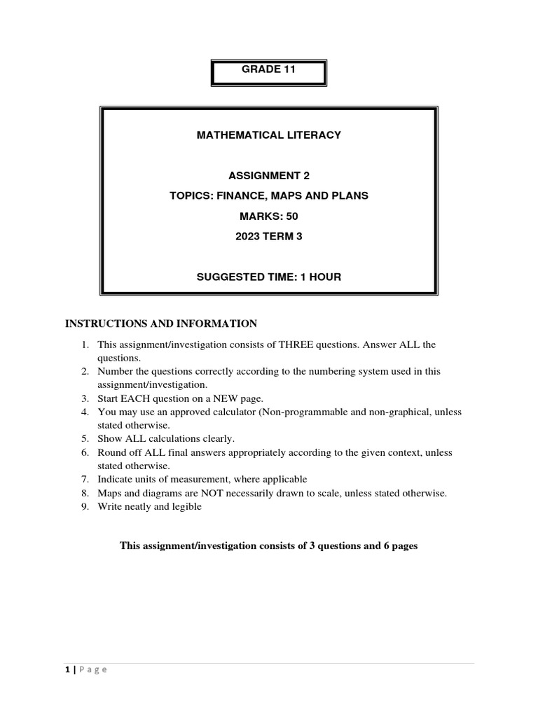 Grade 11 Mathematical Literacy Assignment | PDF | Interest | Expense