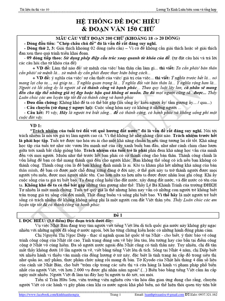 HE THONG DOC HIEU - DOAN 150 CHU. Luân | PDF