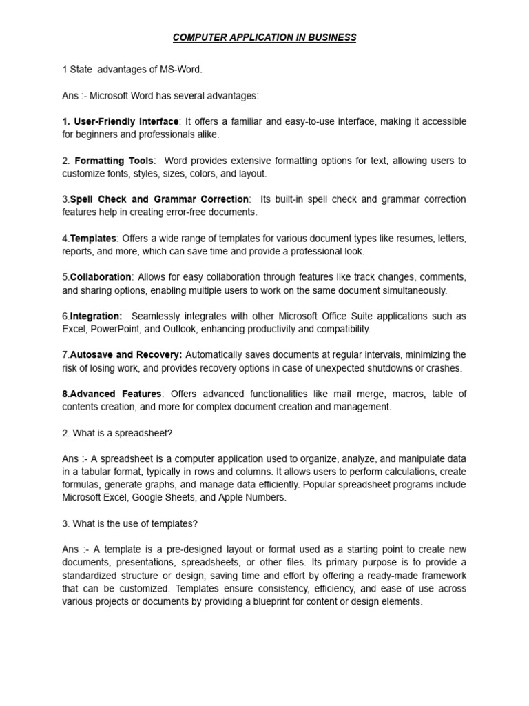Computer Application in Business | PDF | Trigonometric Functions | Spreadsheet