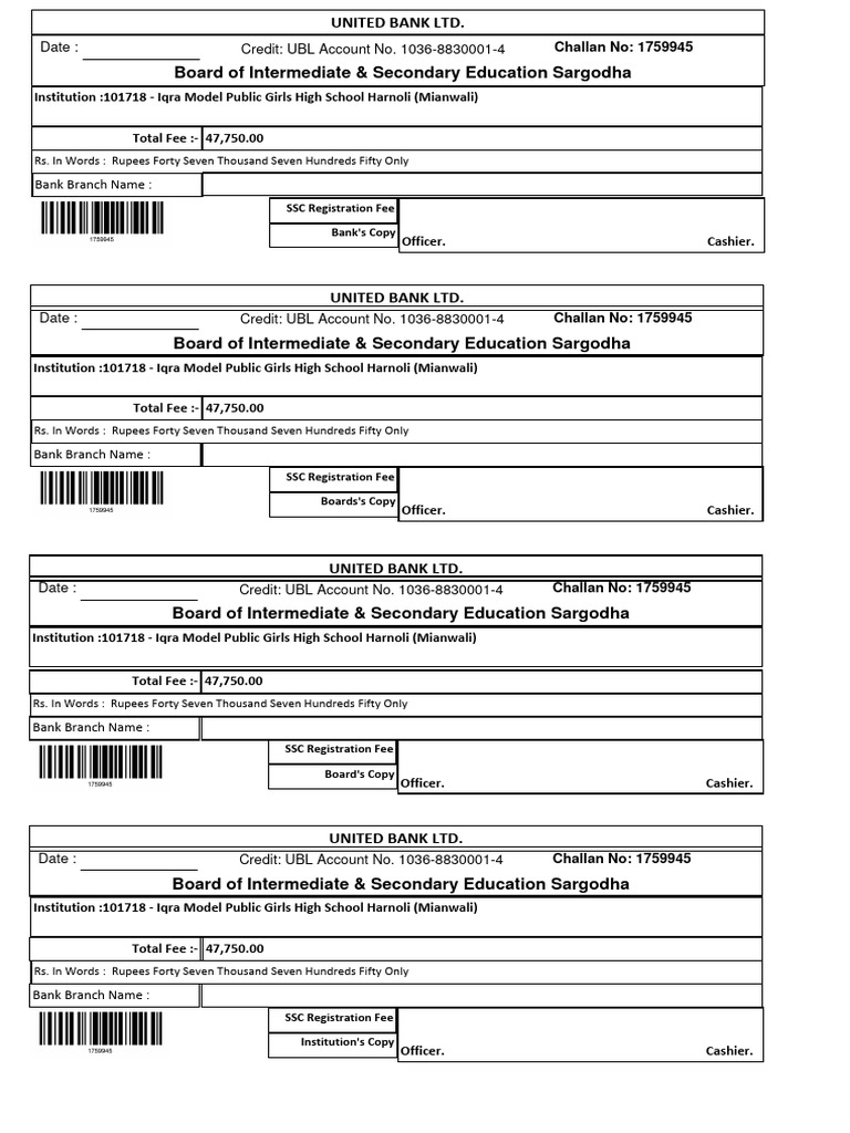 Bank Challan | PDF | Financial Services Companies | Pakistan