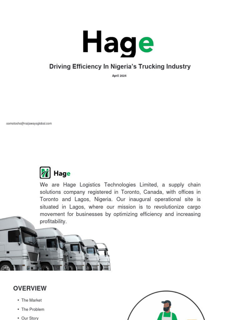 Hage Pitch Deck (REF) | PDF | Logistics | Supply Chain